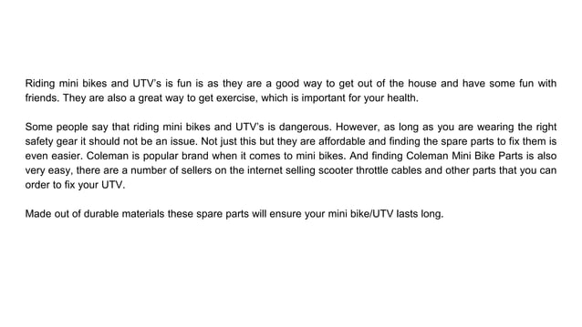 Guide to Coleman Mini Bike Parts and Hisun Utv Parts.pptx