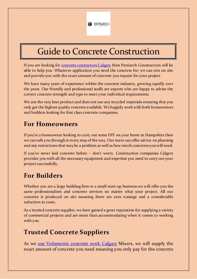 Guide to concrete construction