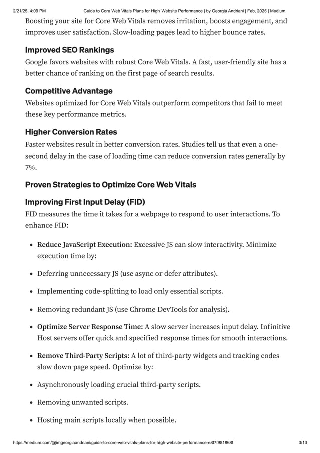 Guide to Core Web Vitals Plans for High Website Performance | PDF