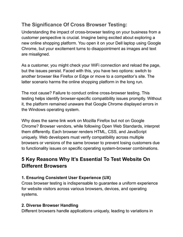 Guide To Cross Browser Testing Definition Process Challenges And Tools Pdf Free Download