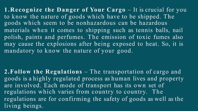 Guide to dangerous goods handling while shipping | PPTX