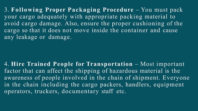 Guide to dangerous goods handling while shipping | PPTX