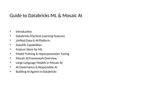 Guide to Databricks ML & Mosaic AI presentation | PPTX