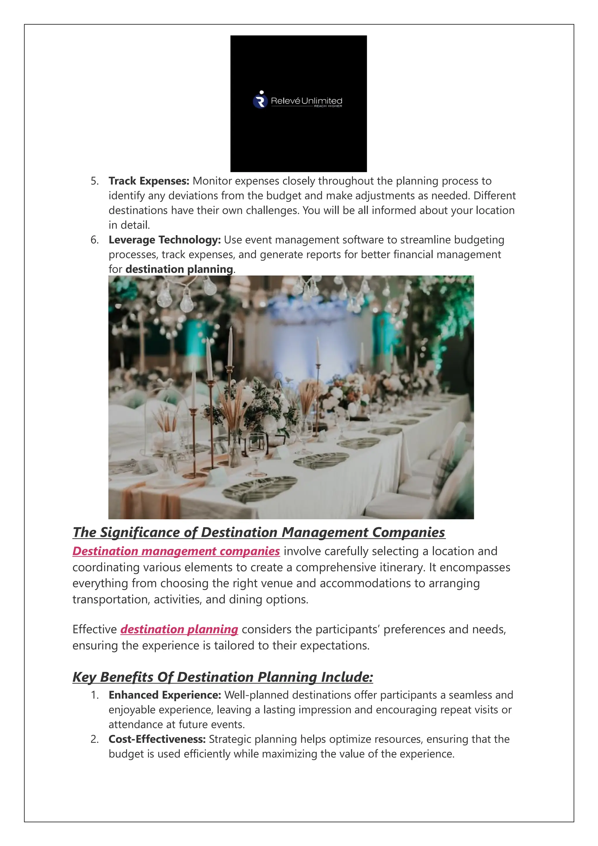 Guide to Destination Planning Challenges and Solutions | PDF