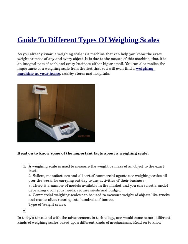 Different Types Of Weight Scales
