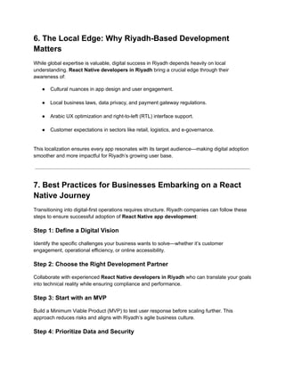 Guide to Digital Transformation via React Native Developers in Riyadh | PDF