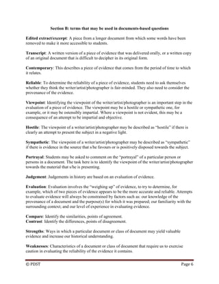 Guide to documents based question 2013 | PDF