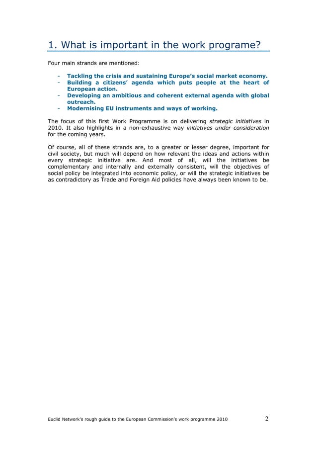 Euclid Network's guide to the EC's work programme | PDF