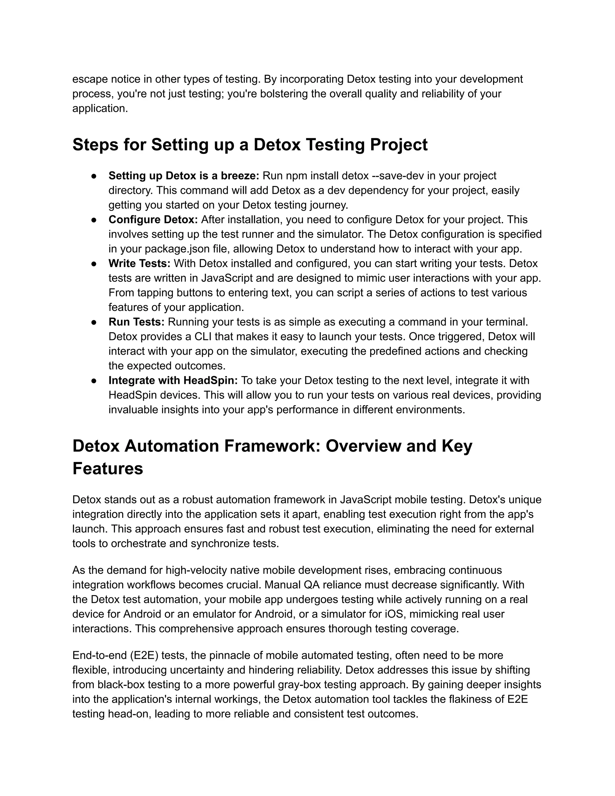 Guide to End-to-End Detox Testing Headspin | PDF