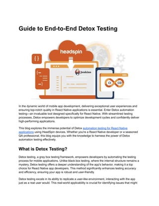 Guide to End-to-End Detox Testing Headspin | PDF | Computer Software ...