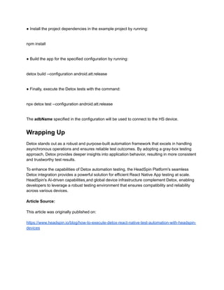 Guide to End-to-End Detox Testing Headspin | PDF | Computer Software ...