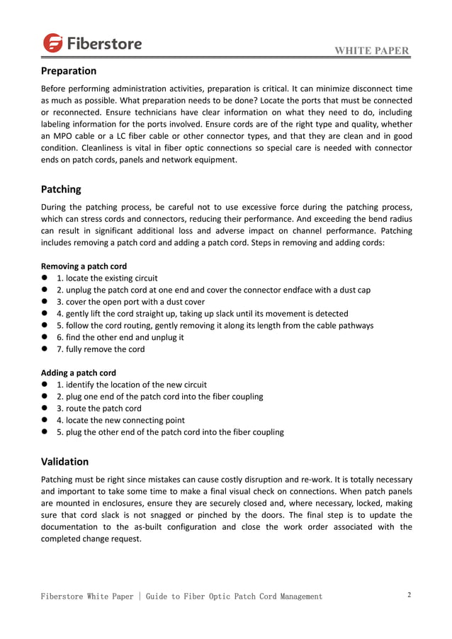 Guide to Fiber Optic Patch Cord Management | PDF