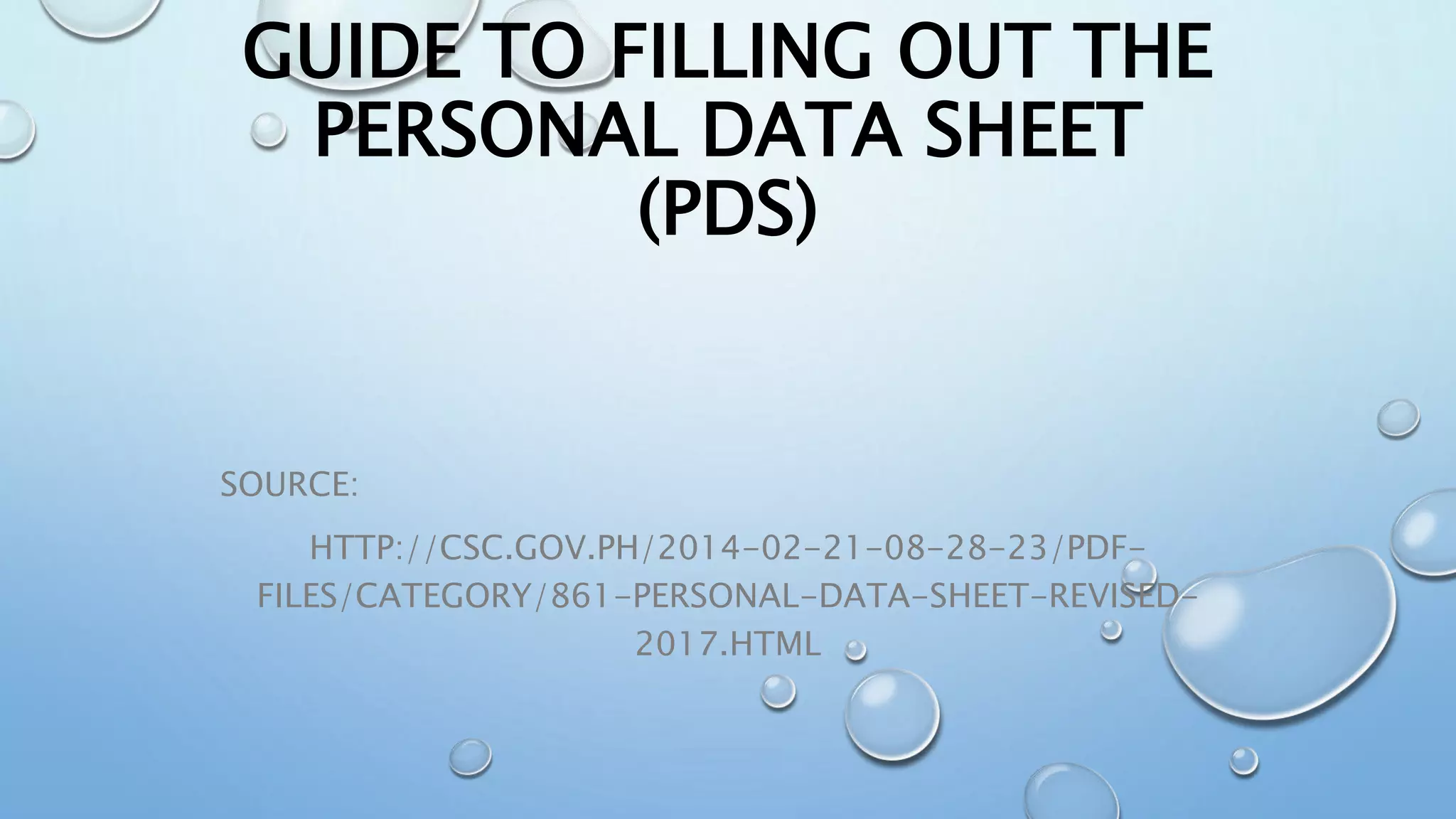 Guide to filling PDS (Revised 2017) | PPTX