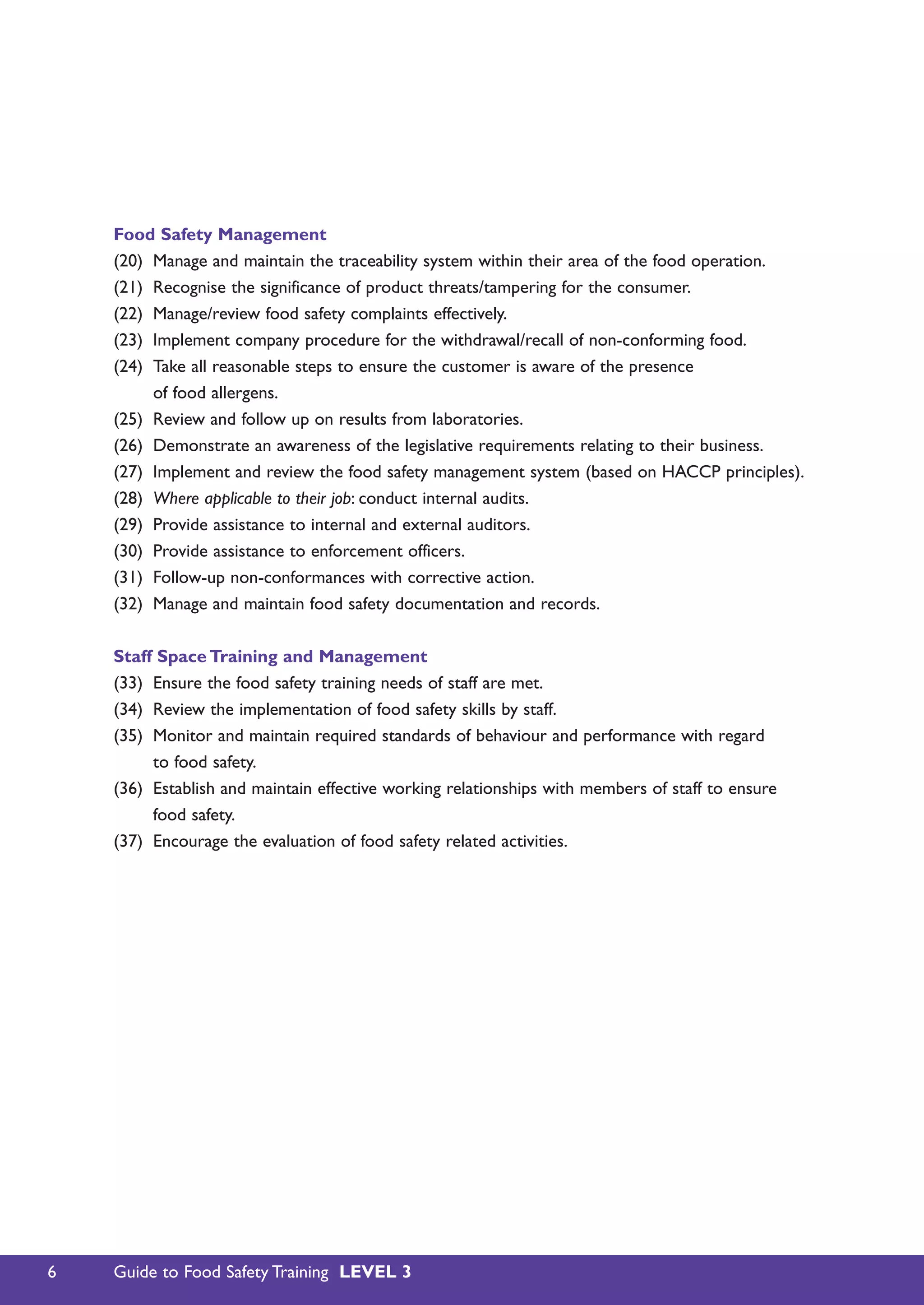 Guide to food_safety_training_l3 | PDF