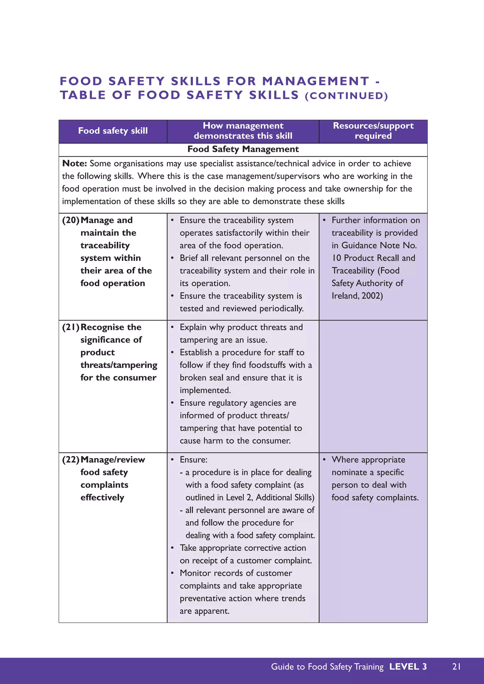 Guide to food_safety_training_l3 | PDF