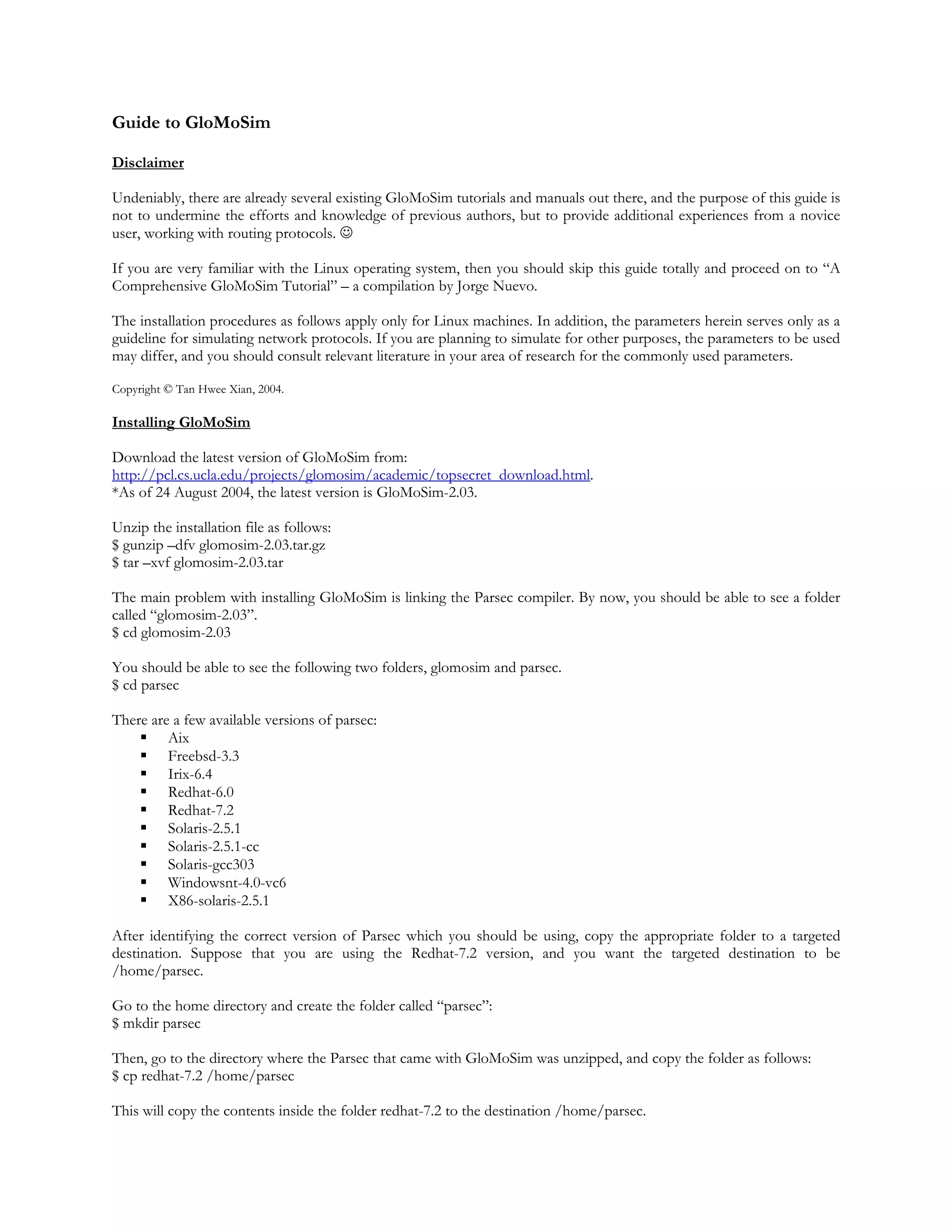 Guide to glo mosim | PDF