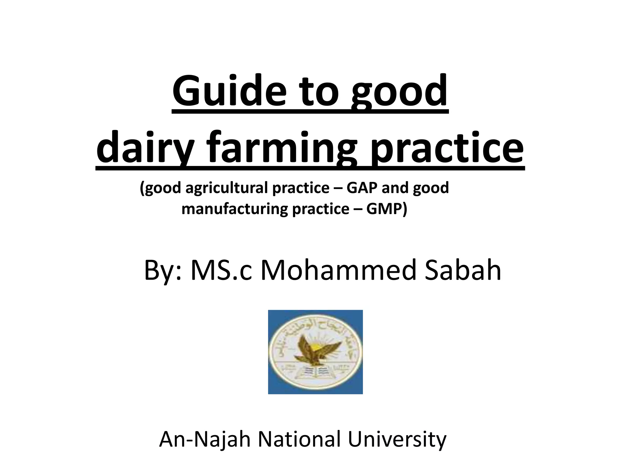 Guide to good dairy farming practice | PPTX