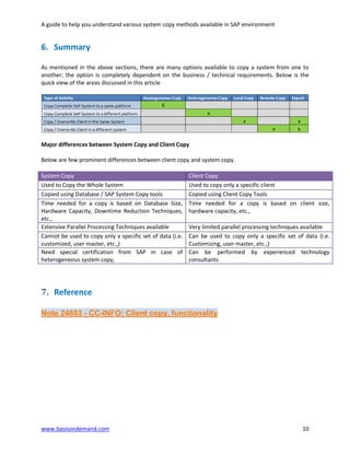 Guide tohelpyouunderstandvariousmethodsofsystemcopy | PDF