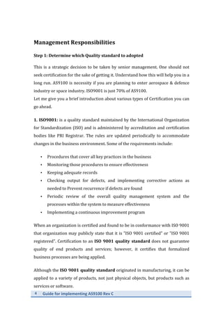 Guide to implement AS9100 Rev C | PDF