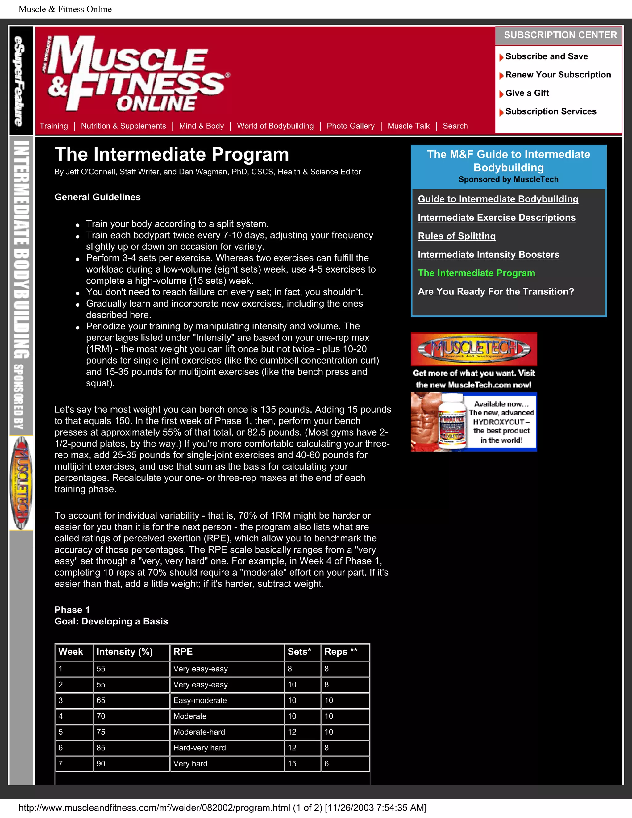 Guide to intermidiate bodybuilding | PDF