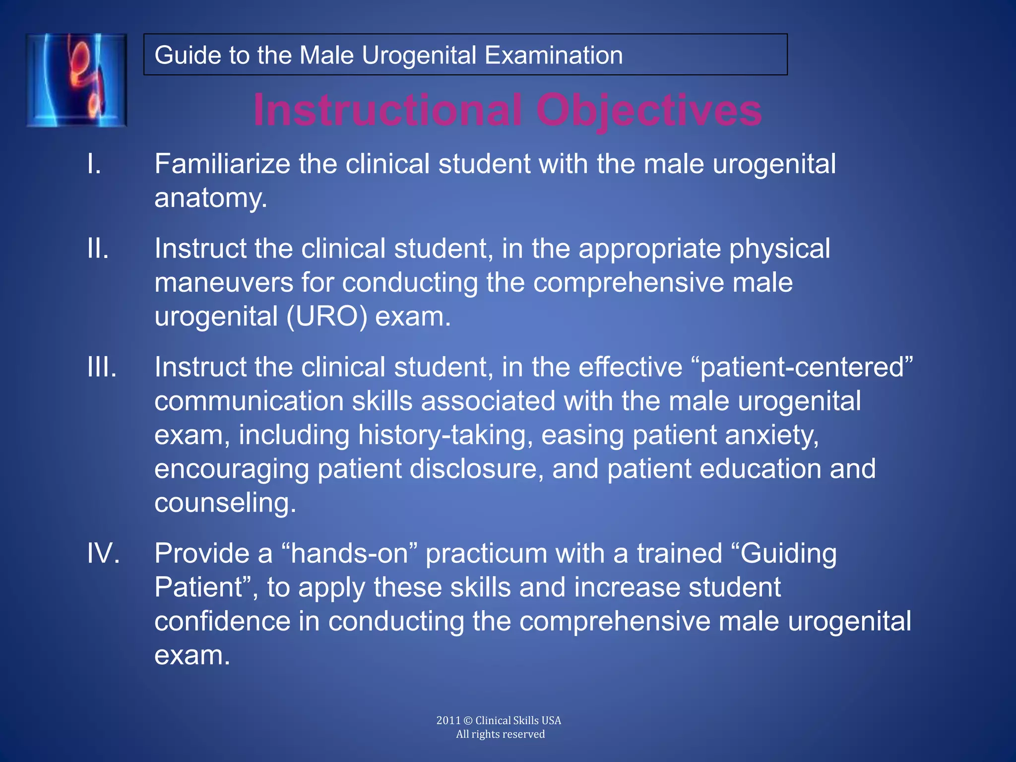 A Guide to the Clinical Male Urogenital Examination | PPTX