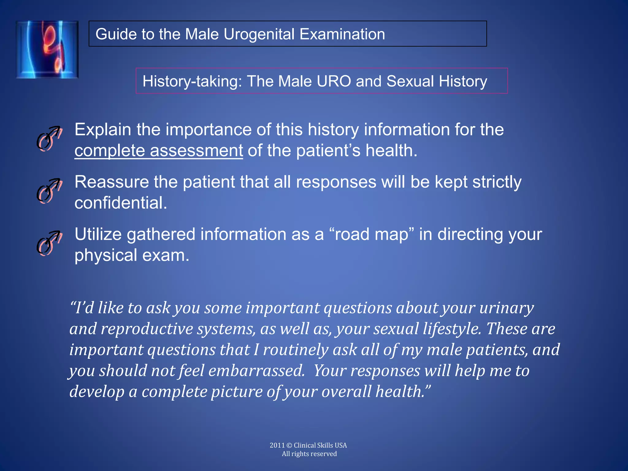 A Guide to the Clinical Male Urogenital Examination | PPTX
