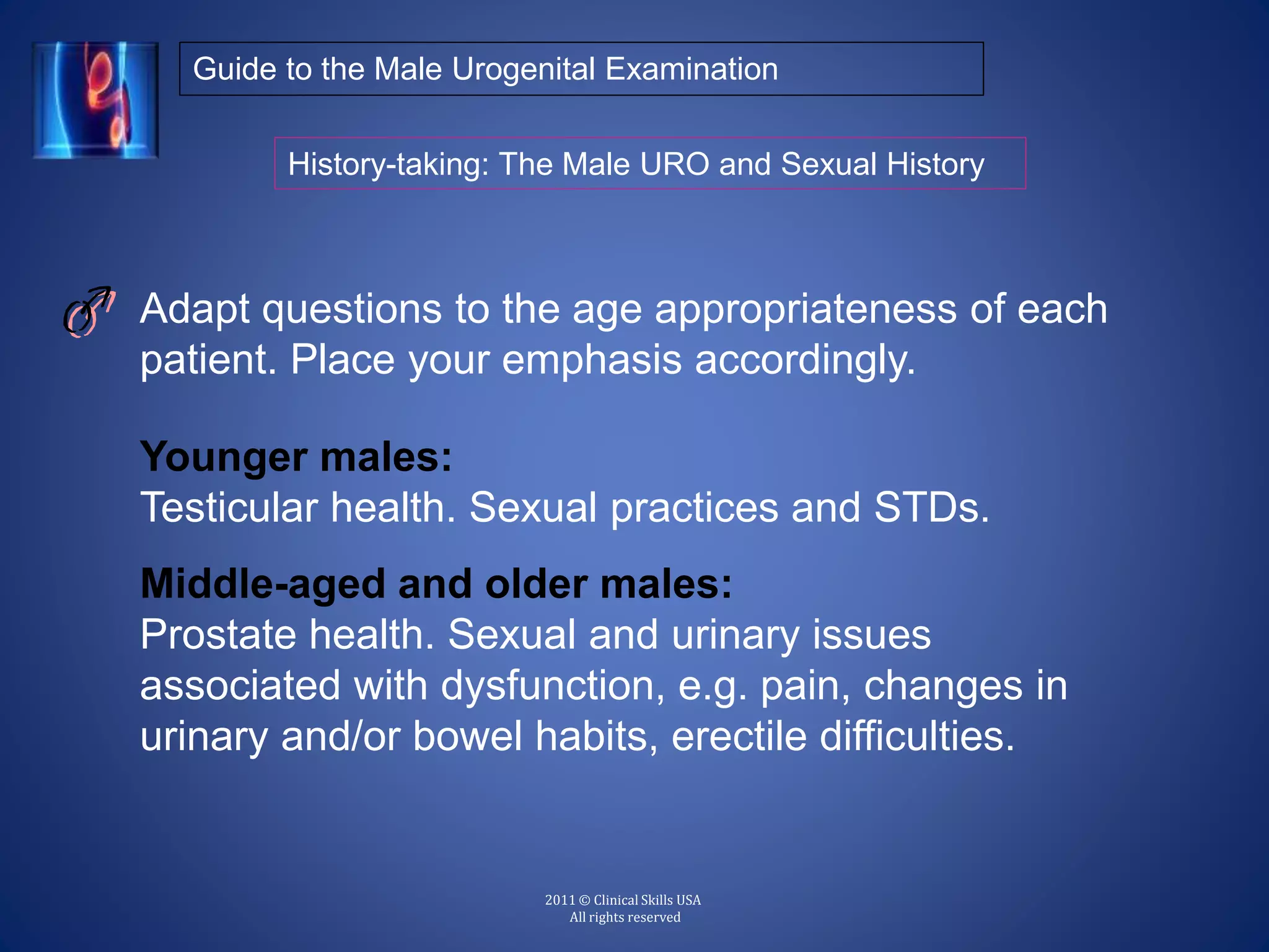 A Guide to the Clinical Male Urogenital Examination | PPTX