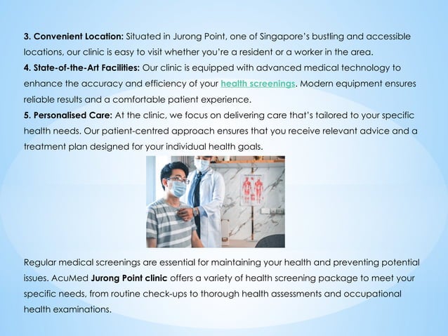 Guide to Medical Screening Jurong Point Clinic in Singapore | PPT