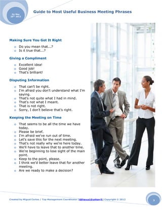 Guide To Most Useful Business Meeting Phrases | PDF