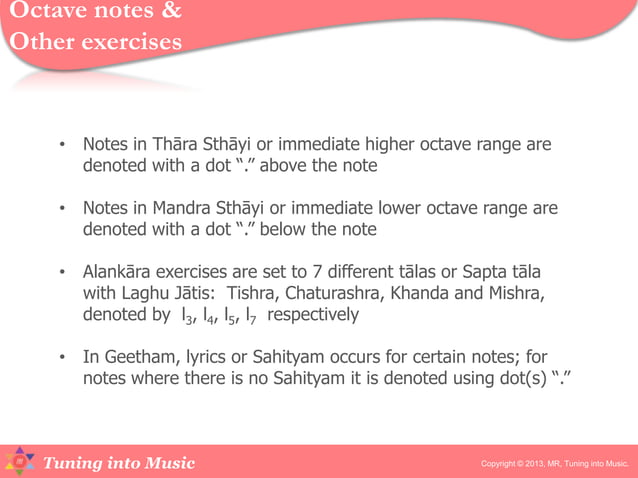 Guide to understanding Carnatic Music Notations | PPSX | Classical ...