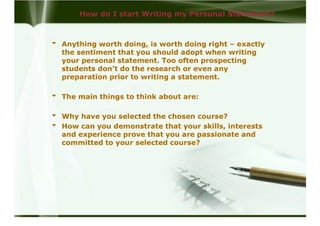 Guide To Personal Statements | PPT
