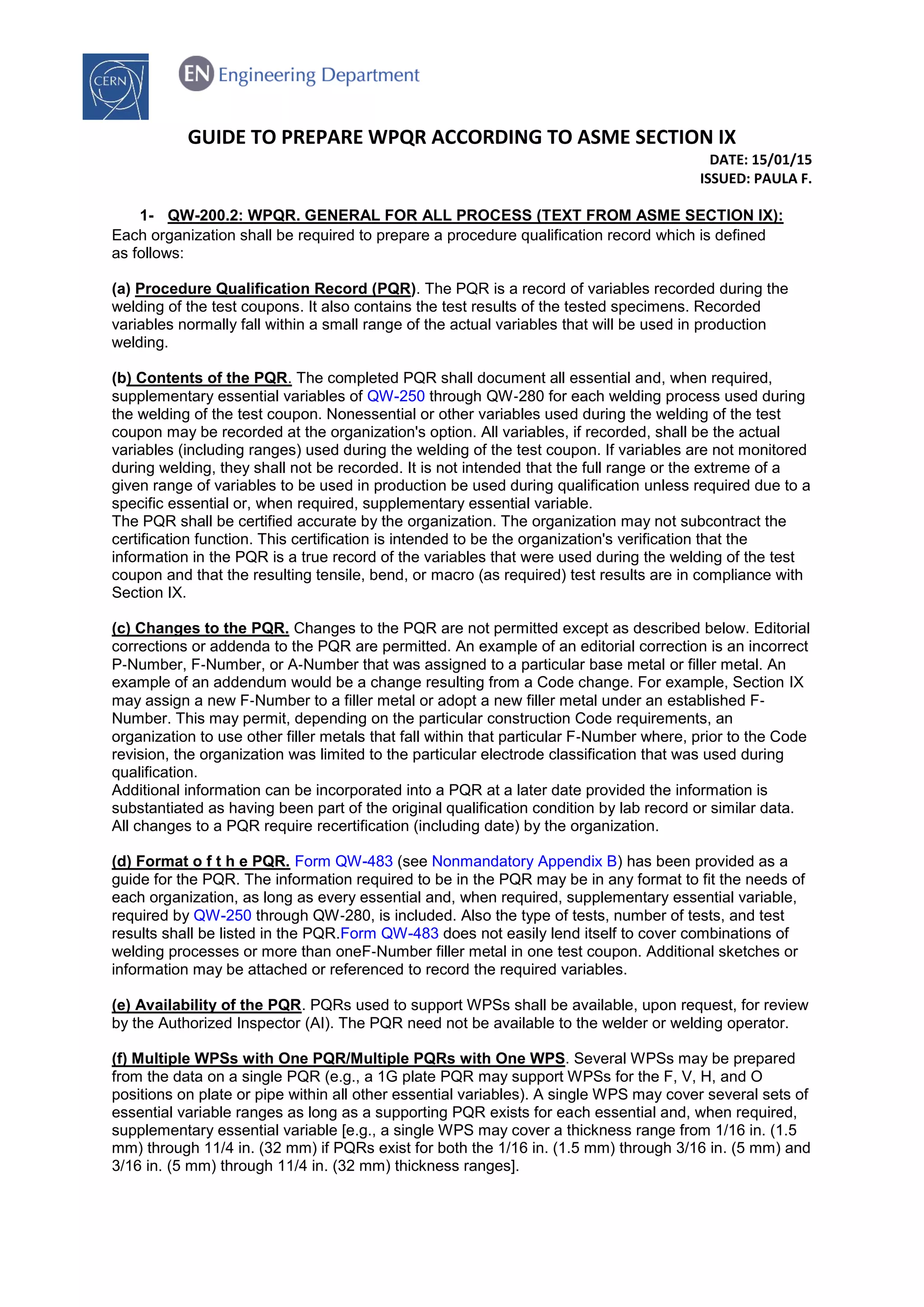 Guide to prepare_the_wpqr_-_asme_code | PDF