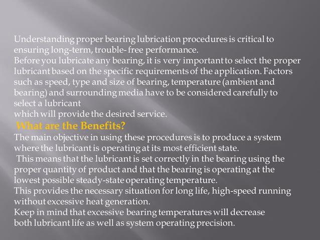 Guide to proper bearing lubrication procedures javid iqbal sodagar | PPT