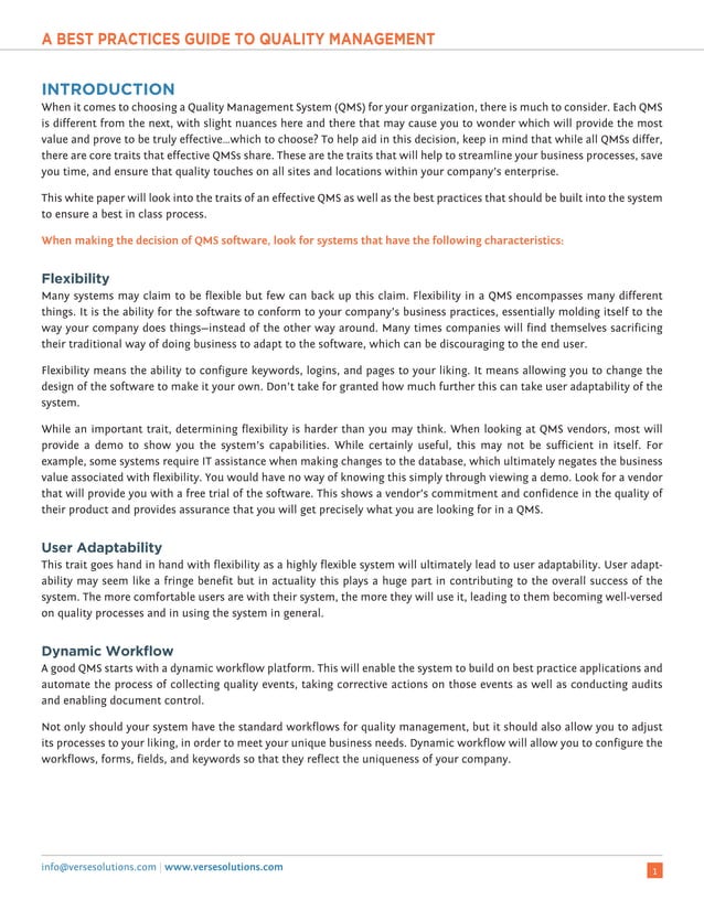 A Best Practices Guide to Quality Management | PDF