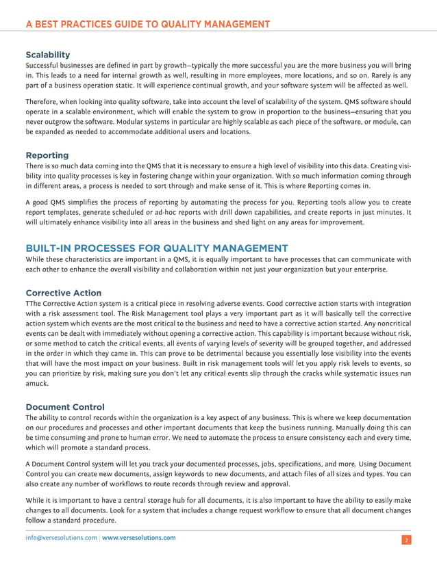 A Best Practices Guide to Quality Management | PDF