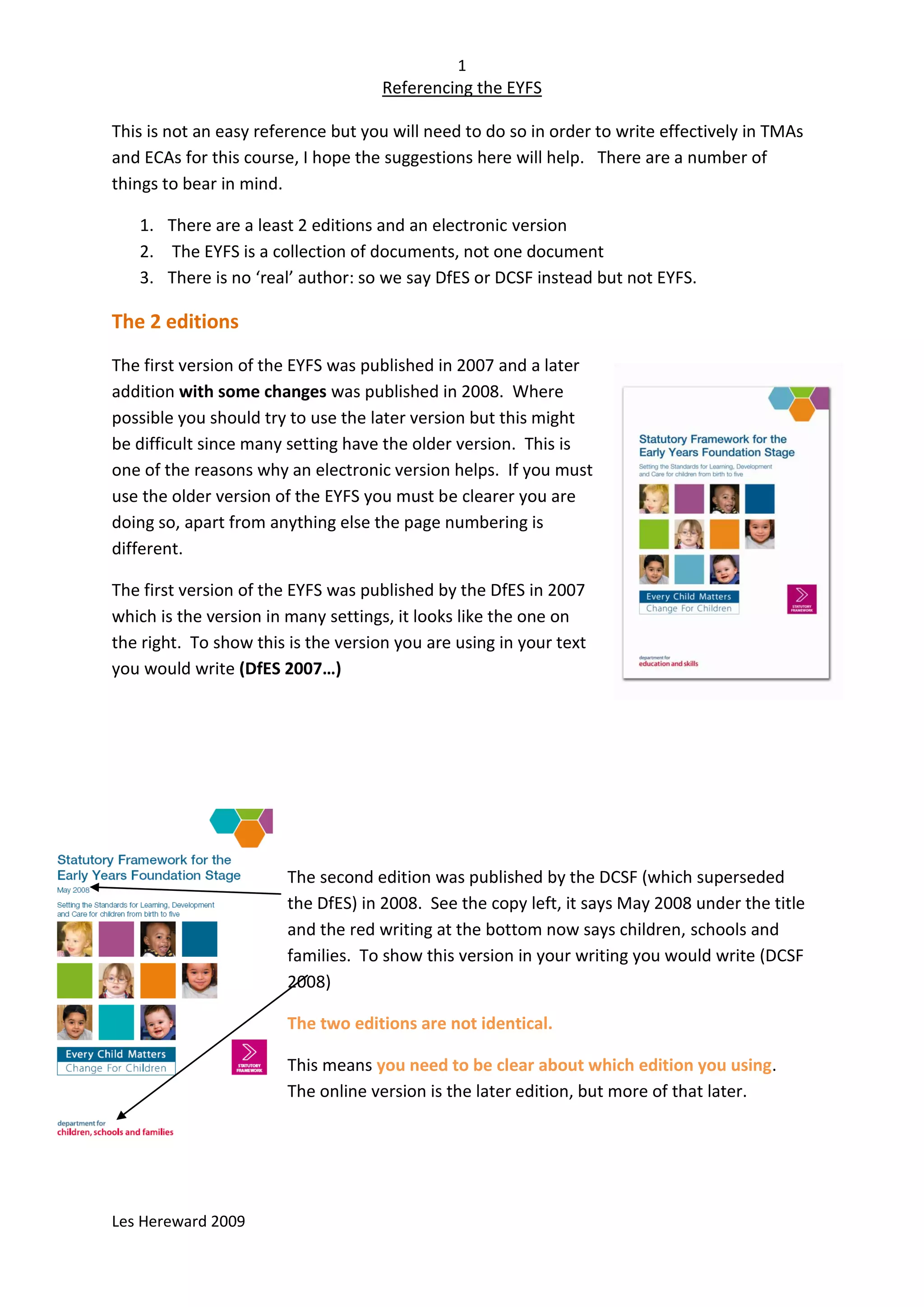 Guide To Referencing 1 EYFS | PDF