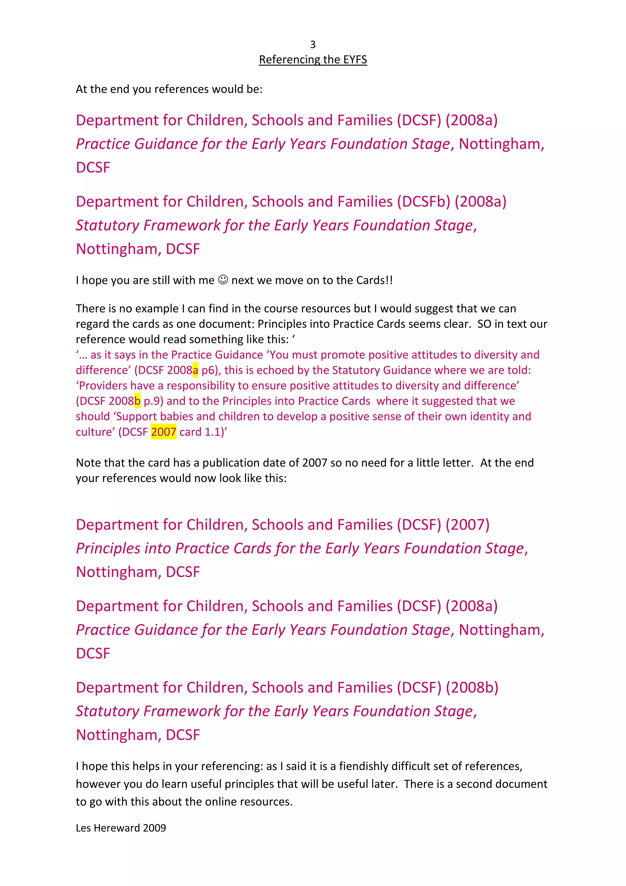 Guide To Referencing 1 EYFS | PDF