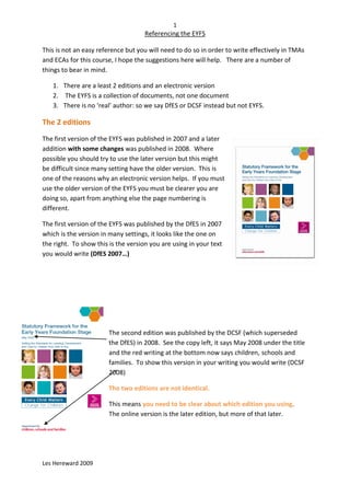 Guide To Referencing 1 EYFS | PDF