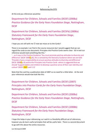 Guide To Referencing 1 EYFS | PDF