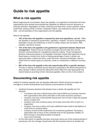 RISK-ACADEMY’s guide on risk appetite in non-financial companies. Free ...