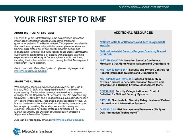 Guide to Risk Management Framework (RMF)
