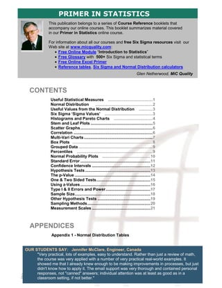 Six sigma statistics | PDF