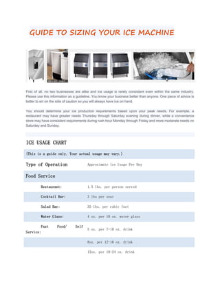 Guide to Sizing your Ice Machine | PDF