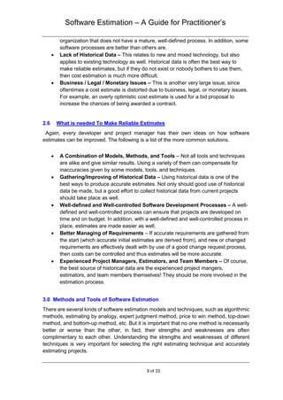 Guide to Software Estimation | PDF