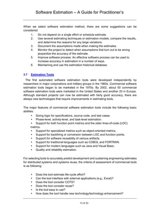 Guide to Software Estimation | PDF
