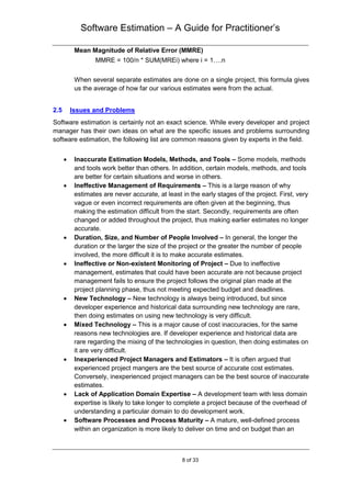 Guide to Software Estimation | PDF