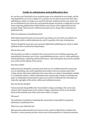 Guide to submission and publication fees | PDF