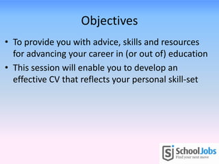Teachers' CV writing guide | PPT