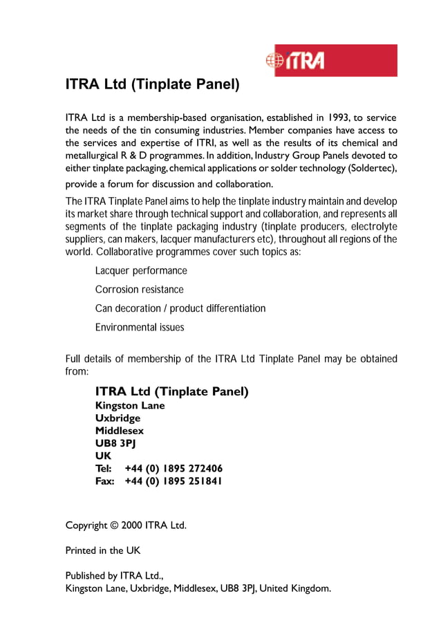 Guide to tinplate | PDF