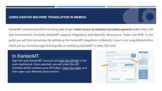 Quick Guide for using KantanMT within MemoQ | PPT